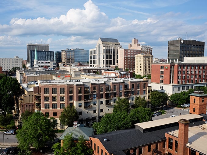 Greenville's skyline gleams with possibility, where modern glass towers and historic brick buildings create a retirement backdrop that's both cosmopolitan and comfortable.