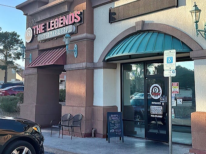 The unassuming exterior of Legends Oyster Bar & Grill proves once again that in Vegas, the real treasures aren't always wrapped in neon and glitter.