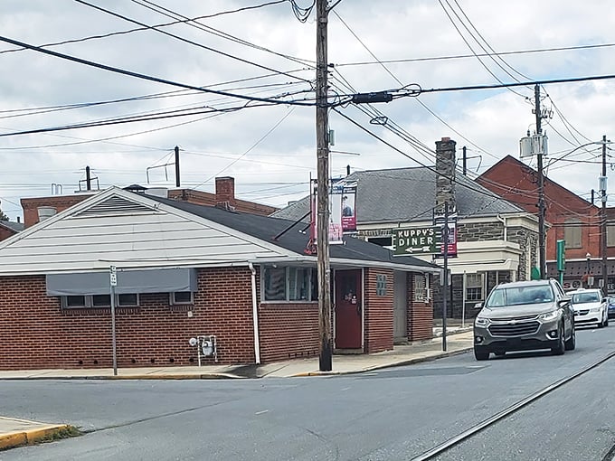From another angle, Kuppy's unassuming brick facade might fool you, but locals know this modest building houses breakfast treasures worth their weight in maple syrup.
