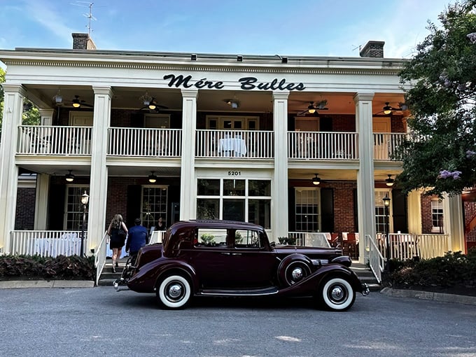 Southern grandeur meets culinary excellence at Mere Bulles, where those white columns aren't just for show—they're the gateway to flavor paradise.