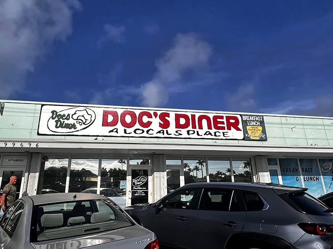 The bright red "A LOCAL'S PLACE" sign says it all – this unassuming strip mall treasure is where Floridians get their breakfast fix without the tourist markup.