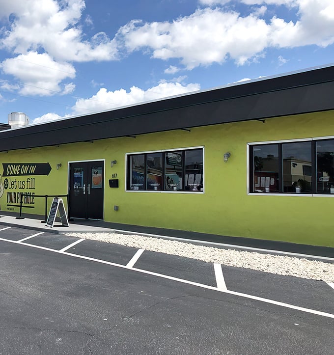 "Let us fill your pie hole" isn't just clever signage—it's the most sincere promise you'll receive all day in the Sunshine State.