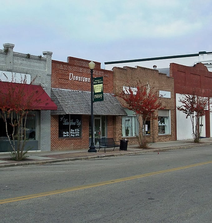 Downtown Perry doesn't need neon or skyscrapers to charm you—just honest brick buildings, local shops, and not a single parking meter in sight.