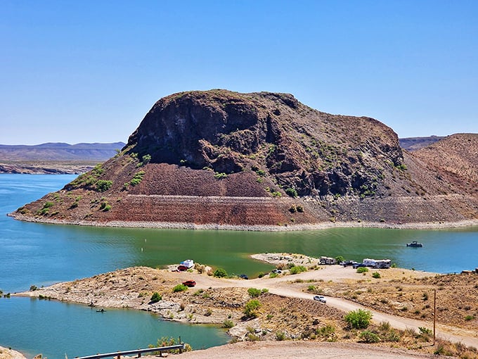 The dam that started it all – engineering marvel meets nature's canvas, creating New Mexico's largest aquatic playground.