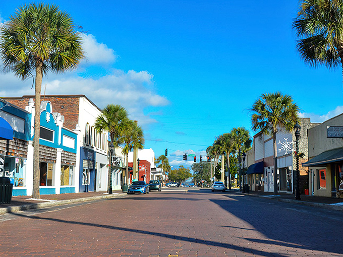 Downtown Green Cove Springs offers that perfect small-town Florida charm with palm trees lining brick streets and blue skies that seem to go on forever.