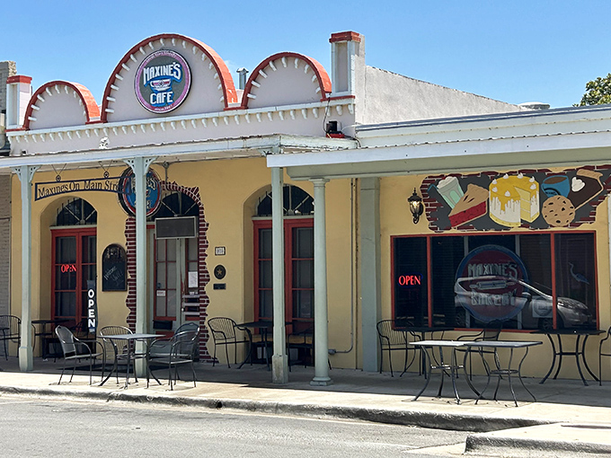 The sunshine-yellow facade and scalloped roofline don’t just charm the eye—they signal hungry Texans that true comfort food treasures await inside.