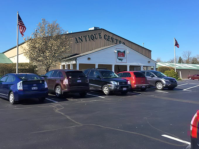 The unassuming exterior, fronted by a wide parking lot packed with cars, hides a universe of treasures inside—like stumbling upon Narnia disguised as a bustling barn in Springfield.