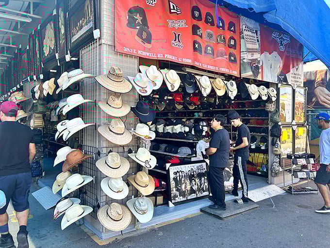 Cowboy hat heaven! This vendor's display could outfit an entire Western movie set, with styles ranging from working rancher to rhinestone cowboy.
