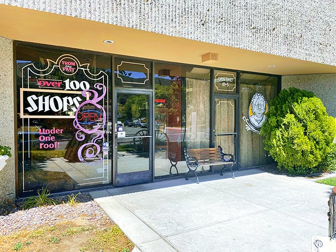 The unassuming storefront promises "over 100 shops under one roof" – a bold claim that somehow still undersells the treasure trove waiting inside.