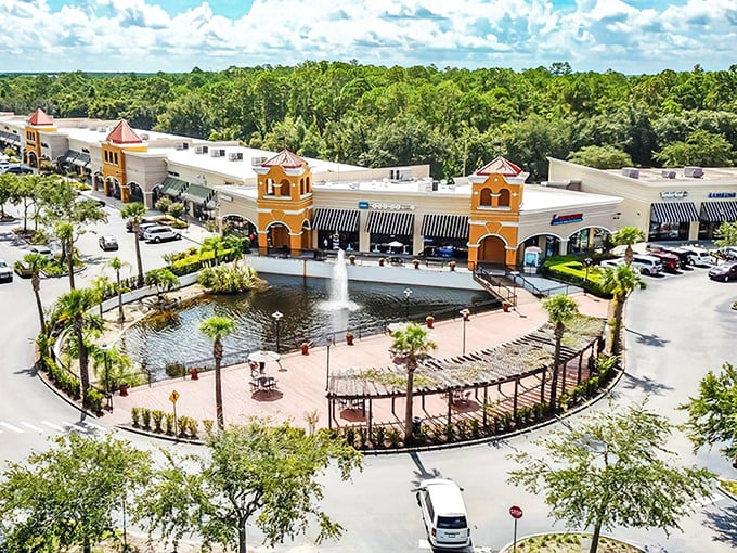 The Spanish-inspired architecture creates a shopping oasis complete with palm trees and fountains—retail therapy with a Mediterranean flair.