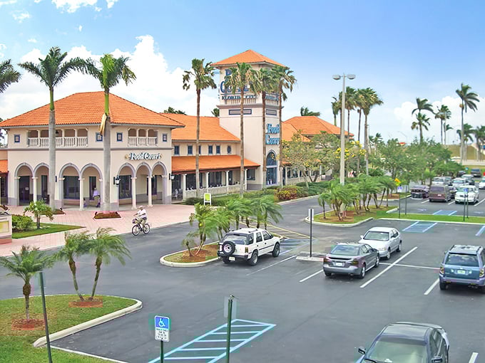 The Mediterranean-inspired architecture of Florida Keys Outlet Marketplace welcomes shoppers with terracotta roofs and swaying palms—retail therapy with a tropical twist.