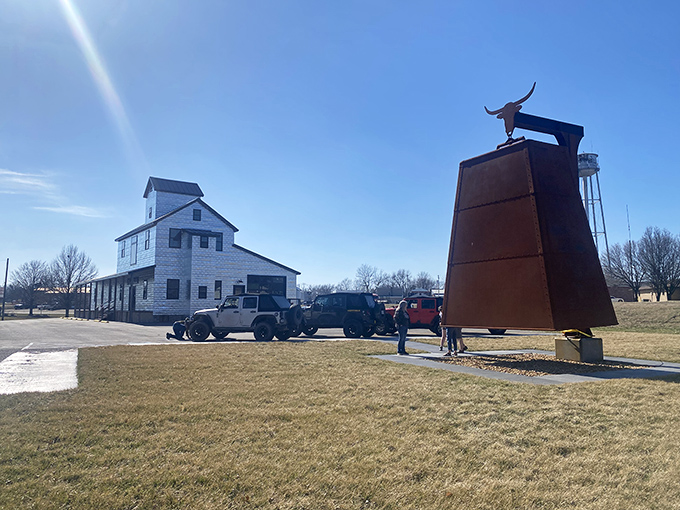 The World's Largest Cowbell standing proud in Belle, Missouri—because sometimes bigger really is better.