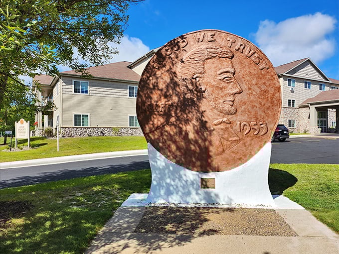 Lincoln's profile looms large in Woodruff, where this 10-foot copper behemoth gives new meaning to "penny for your thoughts."