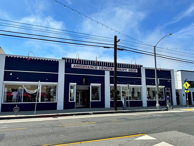 What once was beige is now blue! The storefront has evolved over time, but the promise of affordable treasures remains constant.