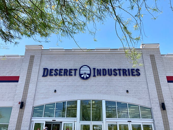 The unassuming exterior of Deseret Industries belies the treasure trove within—like finding a secret portal to bargain heaven in suburban Glendale.