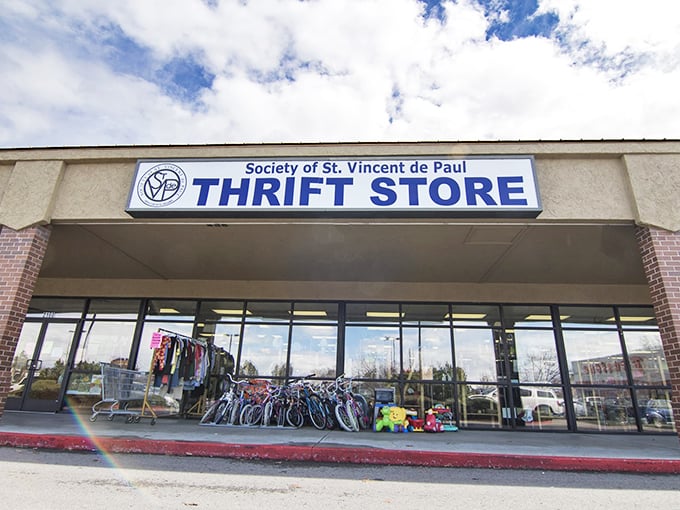 The iconic blue sign beckons treasure hunters like a retail lighthouse. St. Vincent de Paul on Broadway isn't just a store—it's an adventure waiting to happen.