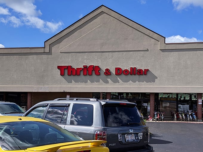 The unassuming exterior of Thrift & Dollar Inc belies the wonderland of treasures waiting inside. Like a portal to bargain heaven in suburban Aurora.