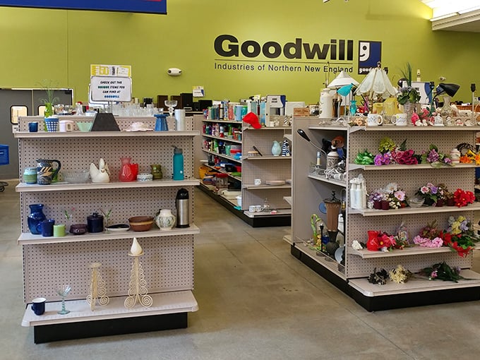 Treasure hunting begins here! The housewares section at Hudson's Goodwill offers everything from vintage teapots to quirky decor that could star in a Wes Anderson film.