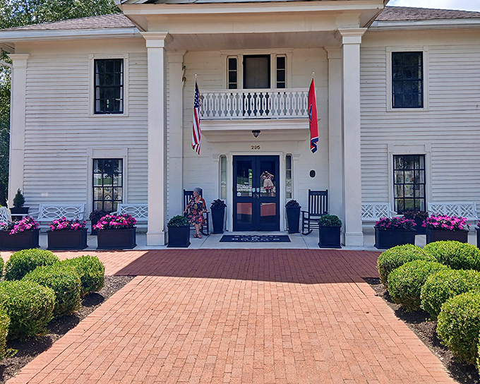 Southern elegance personified! The stately white columns and inviting porch rockers at Miss Mary Bobo's promise hospitality before you even reach the door.