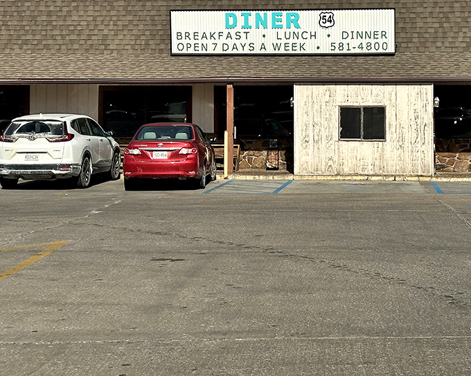 The unassuming exterior of Diner 54 proves once again that culinary treasures often hide behind modest facades. Small-town magic awaits inside.