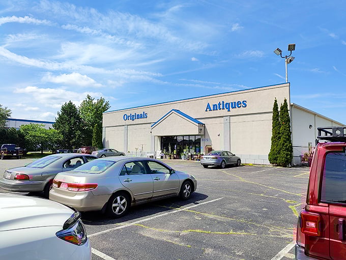 The plain exterior of Originals Mall of Antiques hides a world of discovery inside—where patience and a keen eye turn browsing into treasure hunting.