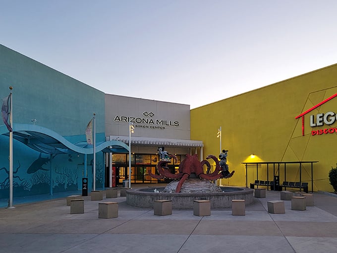 The colorful exterior of Arizona Mills welcomes shoppers with its distinctive architecture and that unmistakable "your credit card is about to get a workout" vibe.