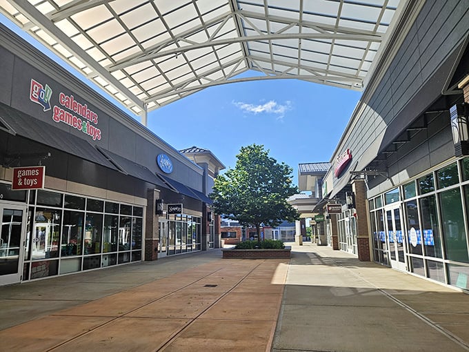 The covered walkways at Tanger Outlets Columbus aren't just practical—they're like nature's shopping insurance policy. Blue skies or surprise showers, the bargain hunt continues uninterrupted!