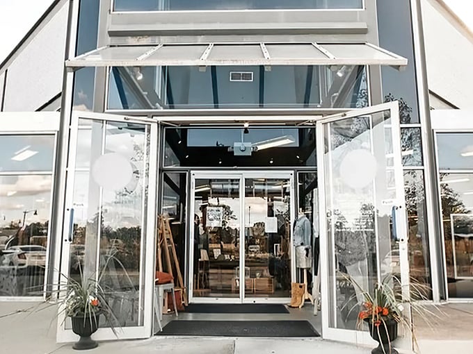 Modern architecture meets treasure hunting – this glass-fronted wonderland beckons with promises of fashion redemption.