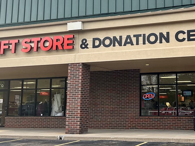 The iconic red signage beckons bargain hunters like a retail lighthouse, promising treasures within those brick walls that won't break the bank.