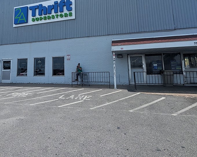 The unassuming exterior of 2nd Ave Thrift Superstore belies the treasure trove within. Like a Vegas casino, what happens inside defies the modest façade.