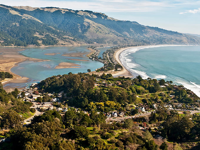 Bolinas reveals itself like a secret whispered between friends – a stunning peninsula where lagoon meets ocean in perfect harmony.