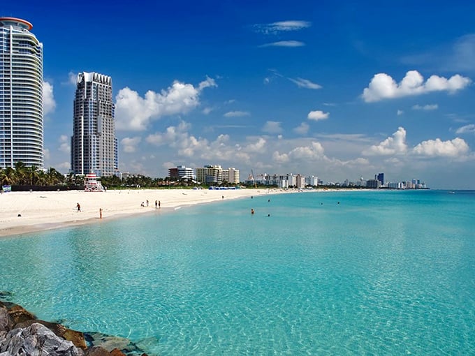 Turquoise waters so clear you can count the grains of sand beneath them – this isn't a Caribbean postcard, it's just Tuesday in Key Biscayne.