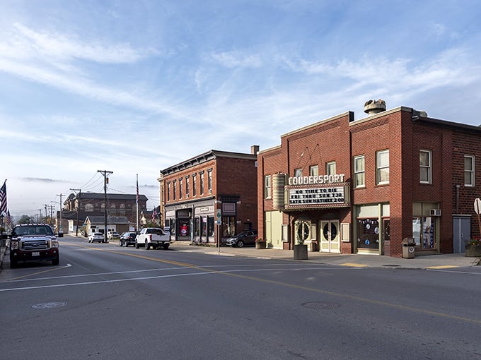 Main Street Coudersport – where brick buildings stand proudly. Small-town America at its picturesque best.