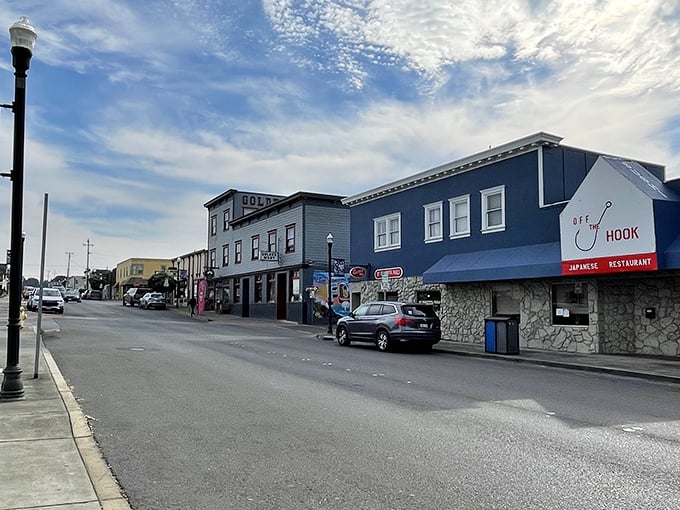 Fort Bragg's Main Street offers that perfect blend of coastal charm and small-town practicality—where you can get both artisanal coffee and reasonably-priced socks in the same afternoon.