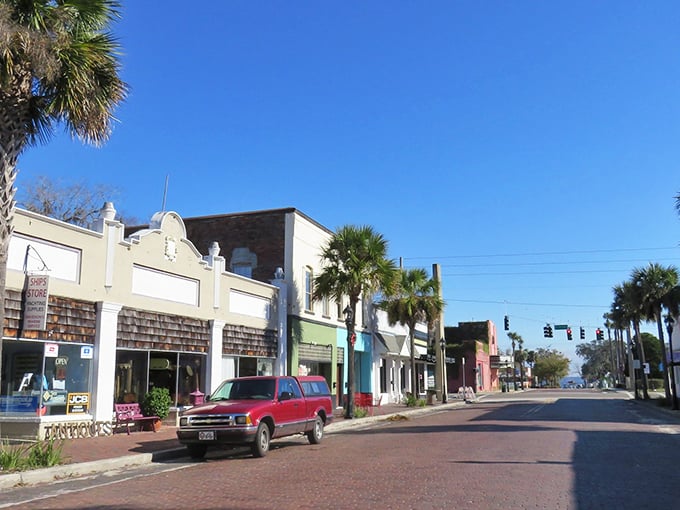 Vintage storefronts with character to spare – this isn't some cookie-cutter strip mall, but a downtown where every building tells a story.