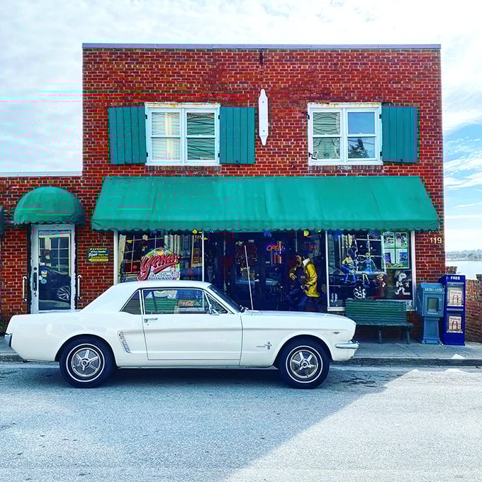 That classic Mustang knows exactly where to park for breakfast greatness – right outside Yana's charming brick facade.