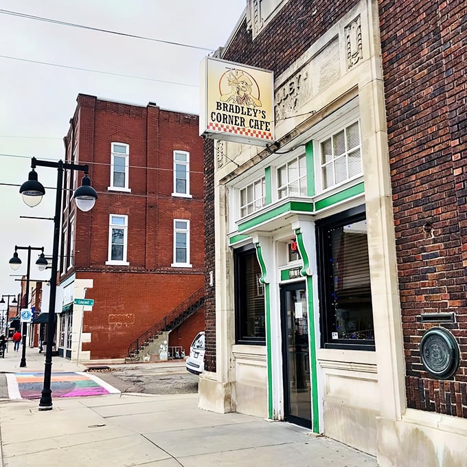 The brick facade and welcoming entrance of Bradley's feels like stepping into a friend's kitchen—if that friend happened to make the best pies in Kansas.
