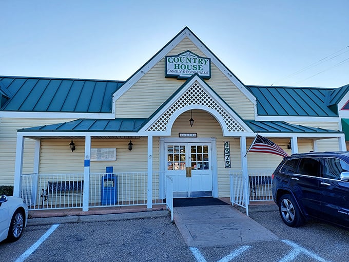 The blue-roofed charm of Country House stands like a beacon of breakfast hope in Sierra Vista, promising comfort food salvation to hungry travelers.
