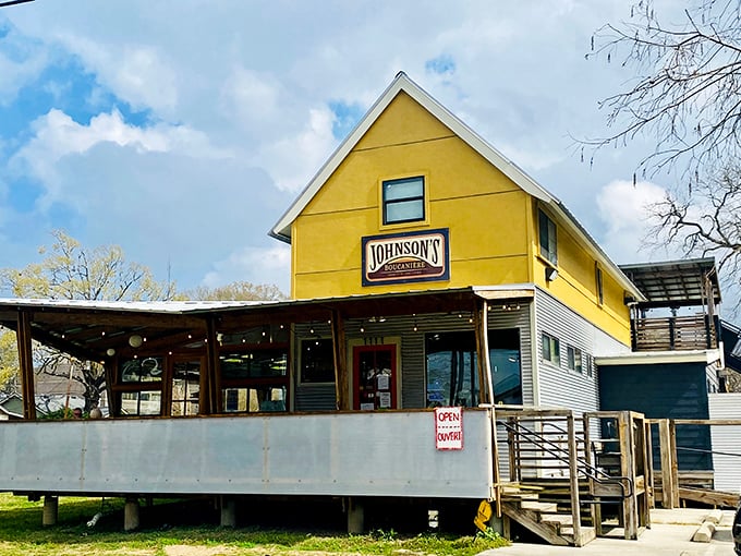 That cheerful yellow exterior isn't just a building – it's a beacon calling barbecue lovers home for lunch.