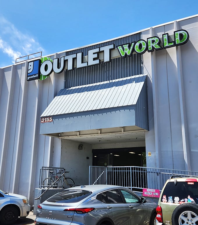 The plain exterior of Goodwill Outlet World gives little away, but step inside and you’ll find a bargain hunter’s paradise where hidden treasures await at every turn.