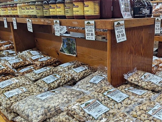 Treasure troves of perfectly roasted nuts await the curious snacker – each bag promising a crunchier adventure than the last.
