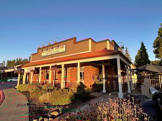 The charming brick facade of Buttercup Pantry stands as a beacon of breakfast hope on Placerville's historic Main Street. Come hungry, leave happy.