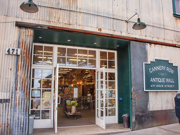 The corrugated metal exterior isn't just industrial chic—it's a time portal disguised as a building. Step through those white doors and kiss your afternoon goodbye.