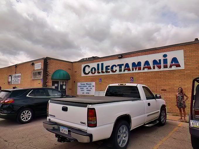 The unassuming yellow brick exterior of Collectamania belies the wonderland of treasures waiting inside. Like a time-travel portal disguised as a storefront.