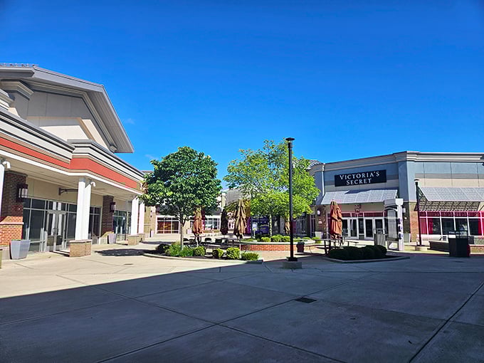 Victoria's Secret meets sunshine and open spaces—a retail courtyard that feels more like a European plaza than a shopping center. Even non-shoppers find themselves enjoying the atmosphere.