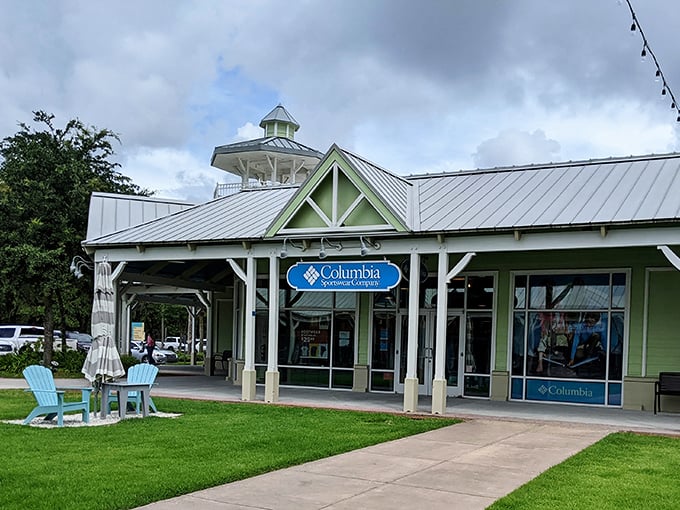 The Lowcountry-inspired architecture at Tanger Outlets Hilton Head makes bargain hunting feel like a resort experience. Those blue Adirondack chairs aren't just for show—they're salvation for weary shoppers.