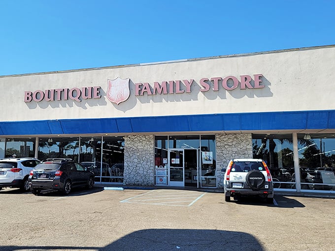 The unassuming exterior belies the treasure trove within—this Salvation Army Boutique Family Store is where budget-conscious San Diegans become retail archaeologists.