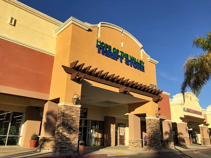 The terra-cotta palace of pre-loved treasures stands proudly against the California sky, like a beacon for bargain hunters with champagne taste on a beer budget.