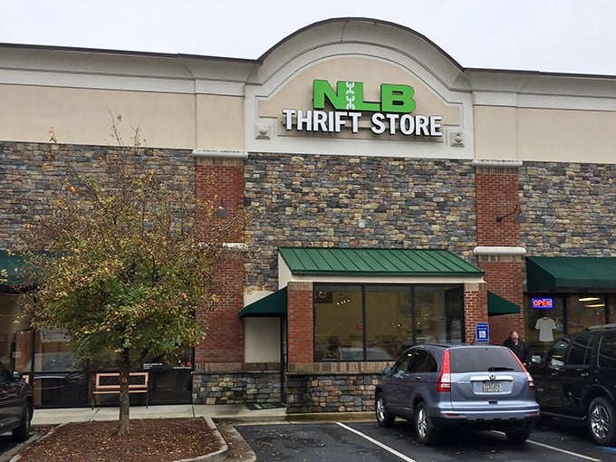 Rain or shine, the NLB Thrift Store welcomes shoppers with its distinctive architecture. That curved roofline isn't just for show—it's sheltering generations of pre-loved possibilities.