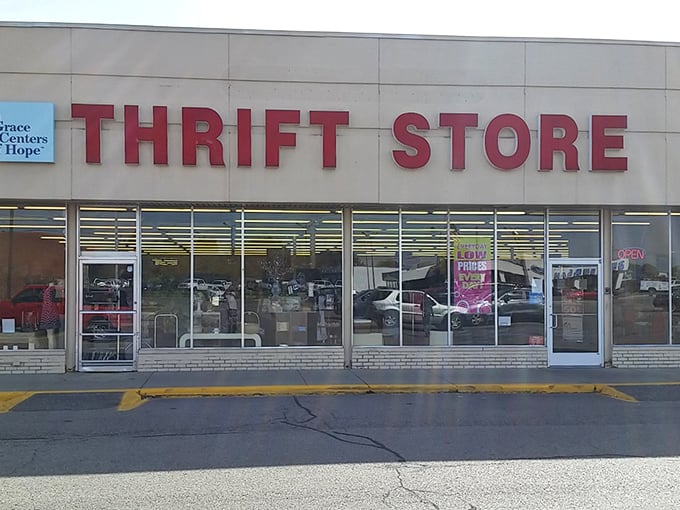 The bold red lettering beckons like a siren song to bargain hunters everywhere. This isn't just shopping—it's a treasure hunt with purpose.